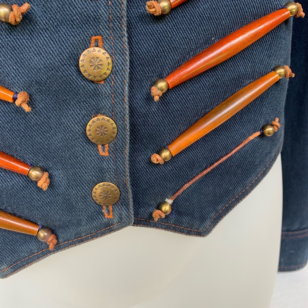Double D Ranchwear Denim Military Style Jacket - Gem